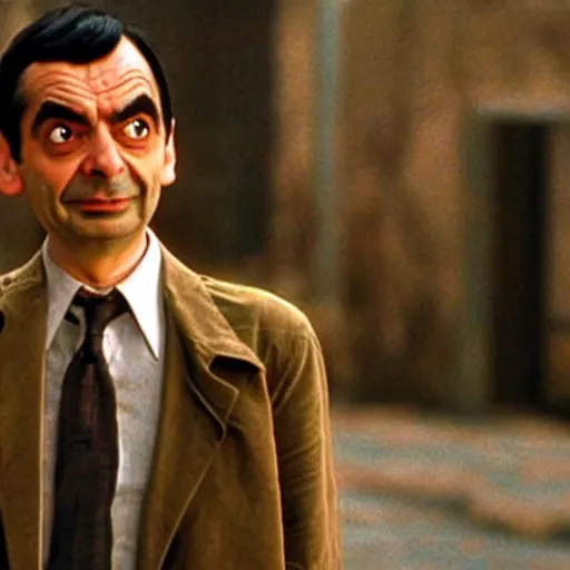 A still of Mr Bean in The Matrix | Stable Diffusion