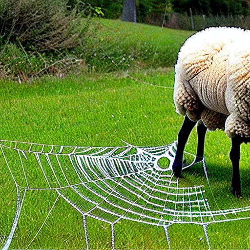 sheep shape morph spider web | Stable Diffusion