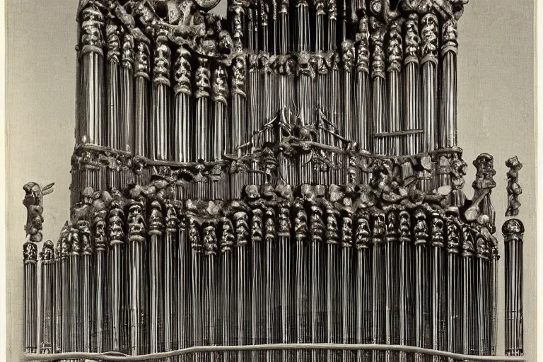 pipe organ made of blood and bones by goya and | Stable Diffusion