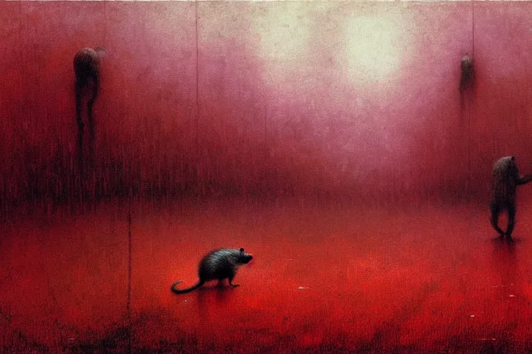 a family of rats scurrying across a drenched field in | Stable ...