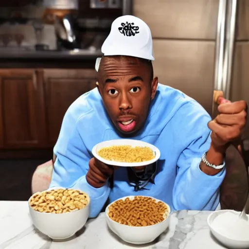 tyler the creator using a comedically giant spoon to | Stable Diffusion ...