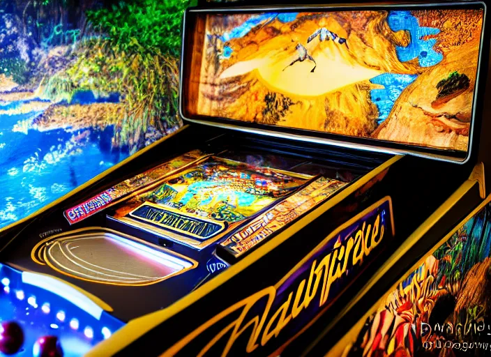 nature photography of a pinball machine in it's | Stable Diffusion ...