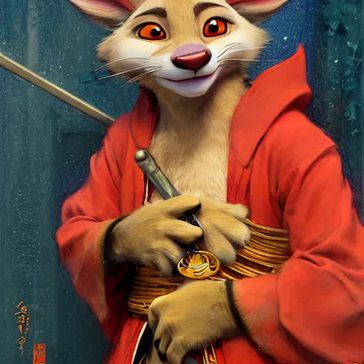 a portrait of a male splinter ninja in a red kimono in | Stable ...