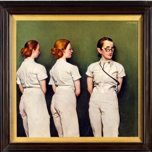 Frontal group portrait of three clones of Emma Stone. | Stable ...