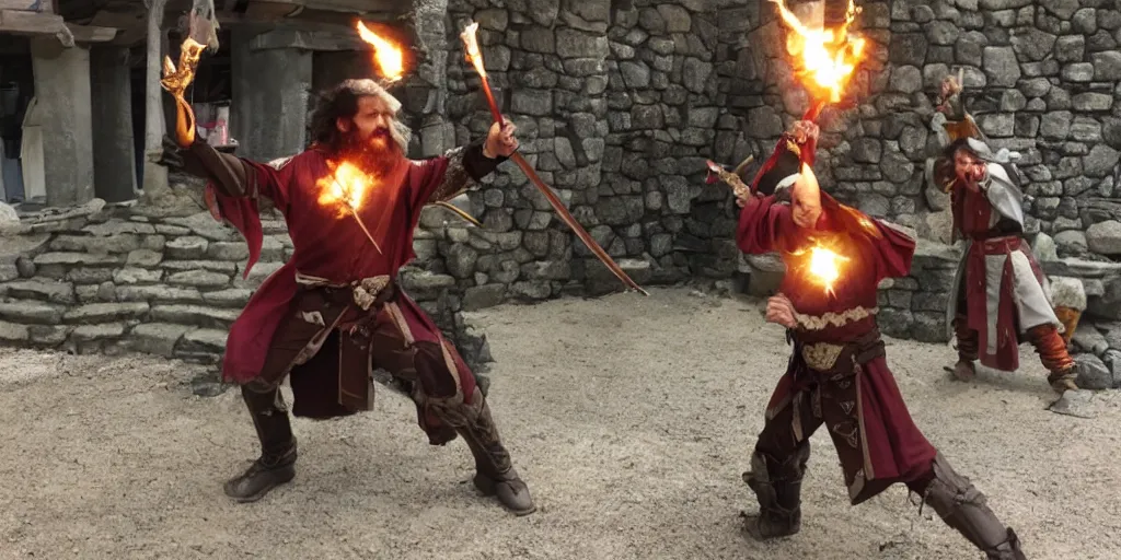 male halfing bard, casting fireball and killing a | Stable Diffusion ...