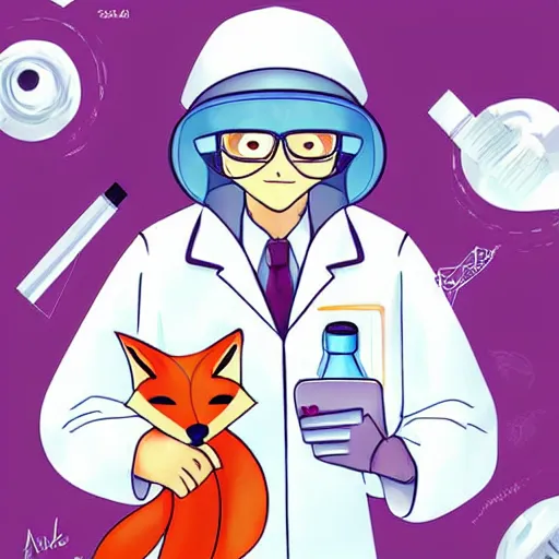 A cute fox scientist in a lab coat, digital art, | Stable Diffusion ...