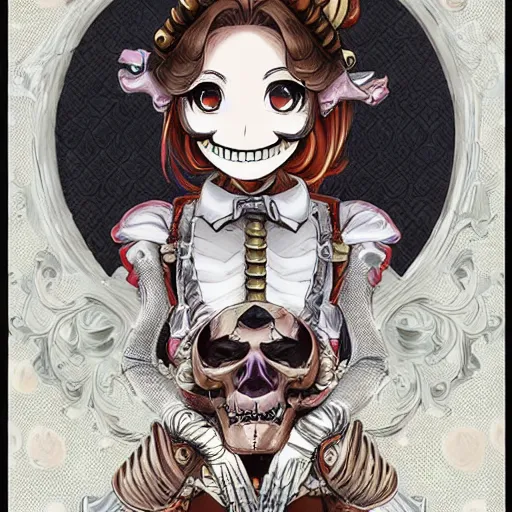 anime manga skull portrait young woman, princess peach | Stable ...