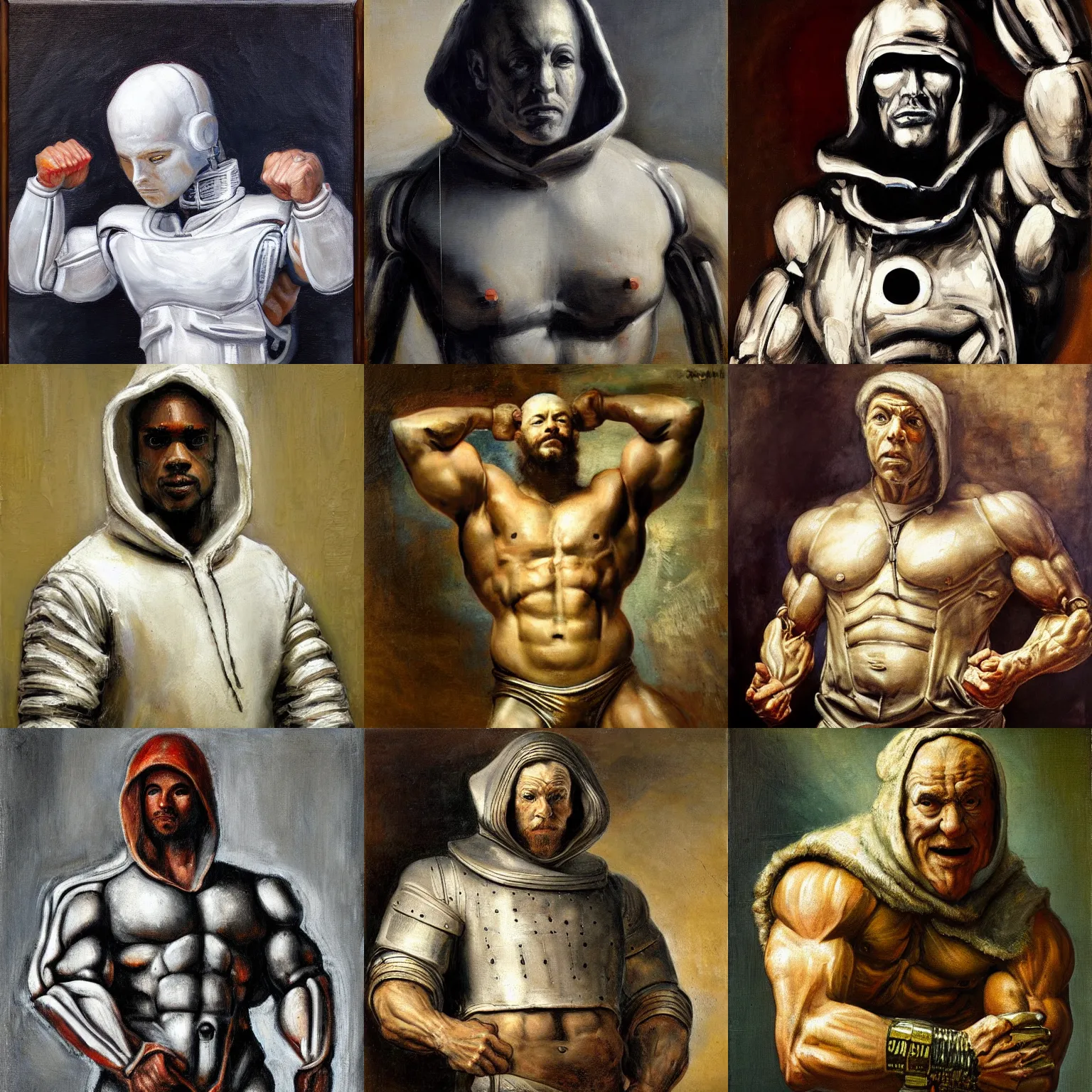 robot muscular bodybuilder and wearing a white hoodie | Stable ...