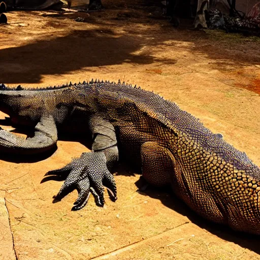 An enormous monitor lizard made of fire. It has wings | Stable Diffusion