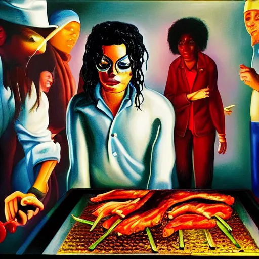 michael jackson cooking a bbq, abstract oil painting | Stable Diffusion ...