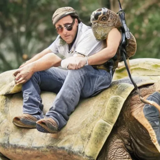 photo of nicolas cage riding on a giant turtle | Stable Diffusion