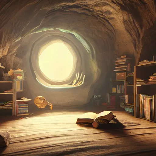 books cave, 3 d render, incredible details, highly | Stable Diffusion ...