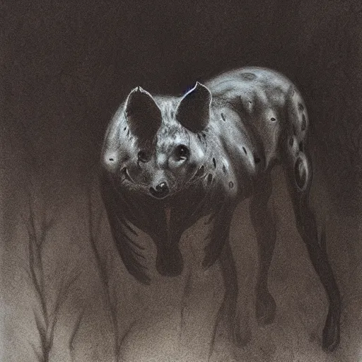 hyena demon in the louisiana swamp, beksinski style | Stable Diffusion ...