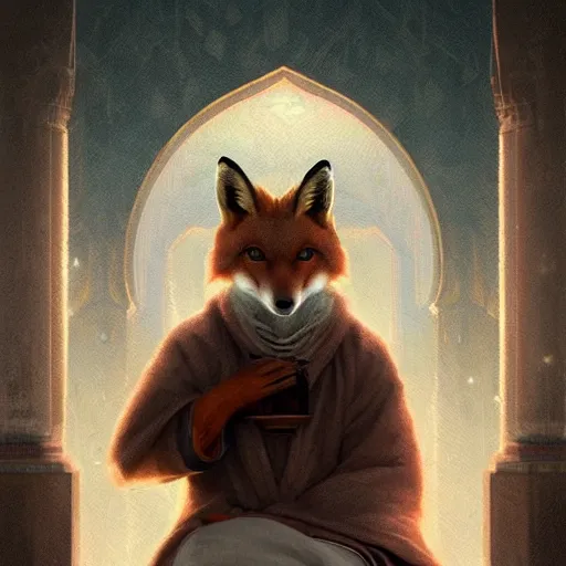 A portrait of an anthropomorphic fox in a silk robe | Stable Diffusion ...