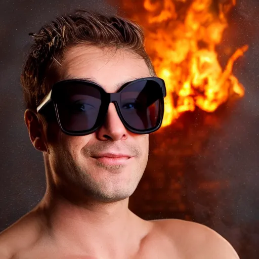 a male model with glowing fire eyes, frontal view, | Stable Diffusion ...