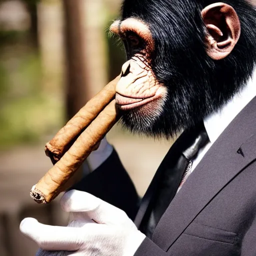 chimp wearing a suit and smoking a cigar | Stable Diffusion | OpenArt