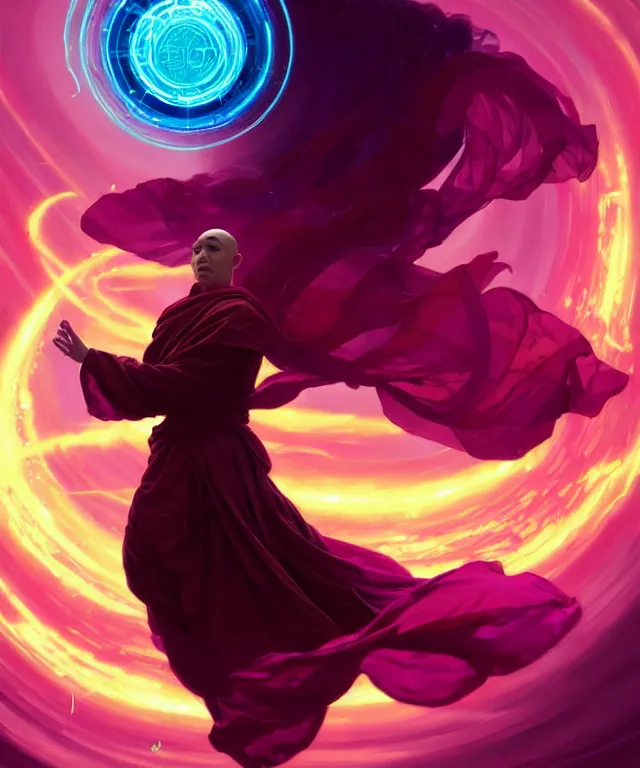 a floating monk, channeling swirling energy, wearing | Stable Diffusion ...