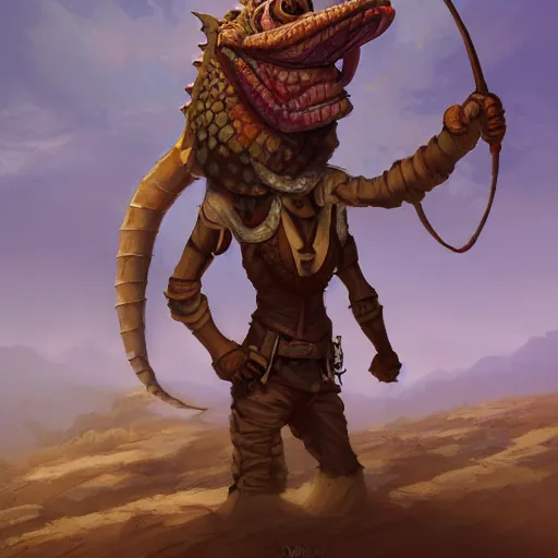 cartoon, anthro lizard, desert nomad, standing on two | Stable ...