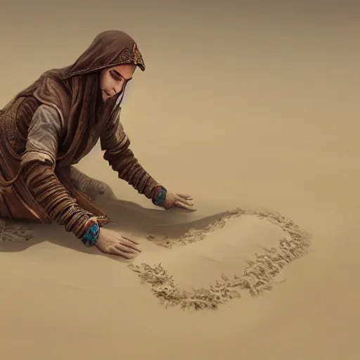 mage controling sand with his hands, intricate, | Stable Diffusion ...