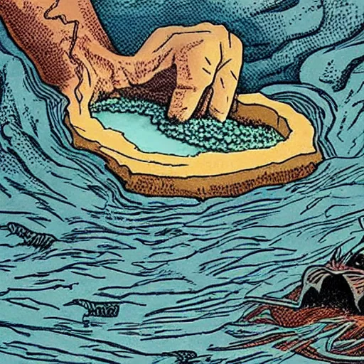 a river being swallowed by a greedy tyrant | Stable Diffusion | OpenArt