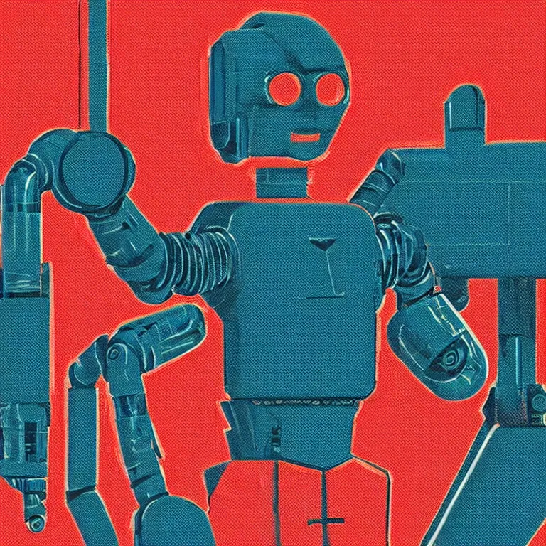 Retro-wave portrait of Soviet Robot in style of retro | Stable Diffusion | OpenArt