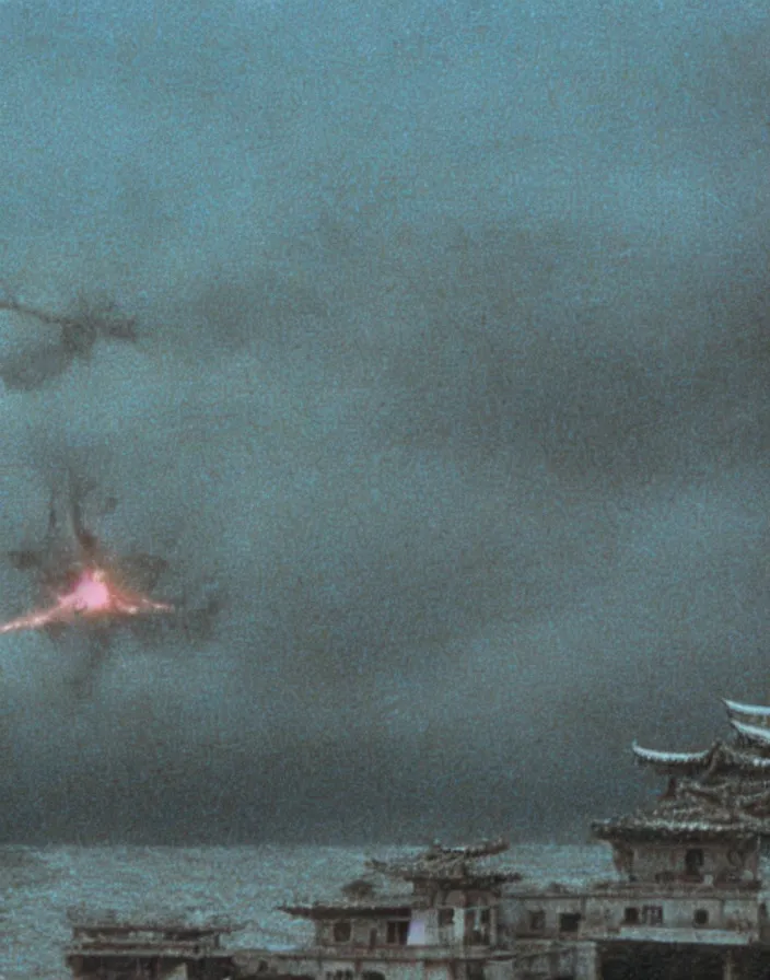 a filmstill of a north korean monster movie, kaiju - | Stable Diffusion