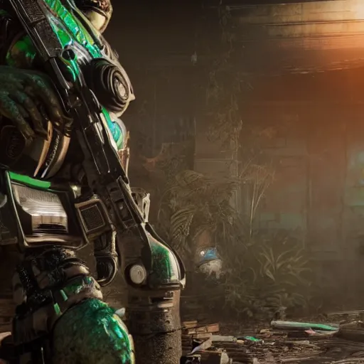 pickle rick in Gears of War, splash art, movie still, | Stable ...