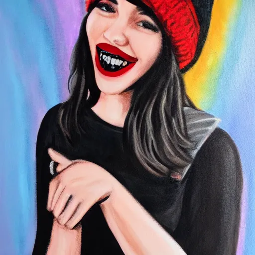 painting of a emo girl with a eerily large smile, | Stable Diffusion ...