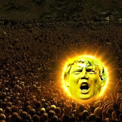 donald trump as the sun looking over a field of | Stable Diffusion ...