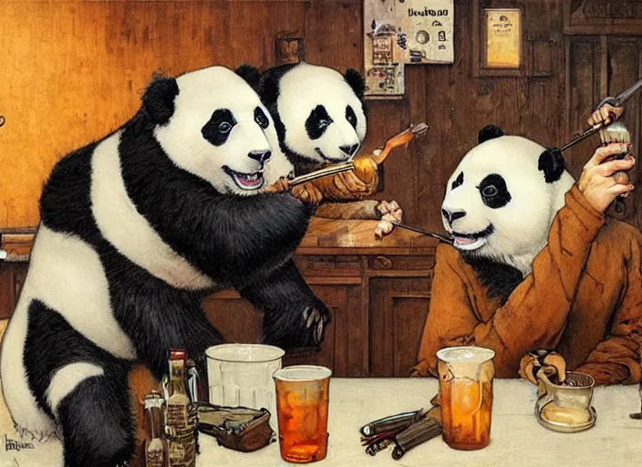 pandas enters the bar, he eats shoots and leaves | Stable Diffusion ...