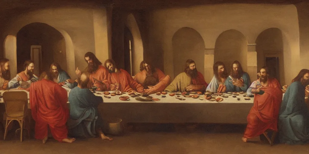 the last supper by olof krans oil on board | Stable Diffusion | OpenArt