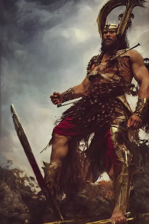 beautiful portrait oil painting, jason momoa conan the | Stable ...