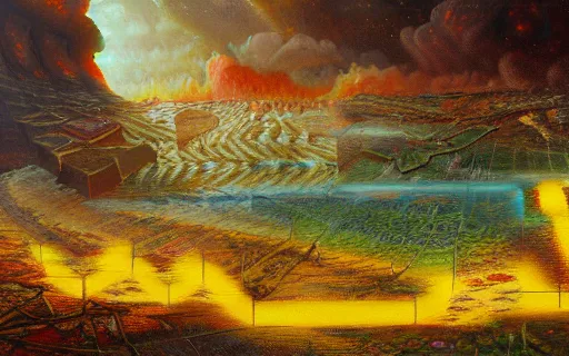 solarpunk hellscape, oil painting on canvas, 8k, | Stable Diffusion ...
