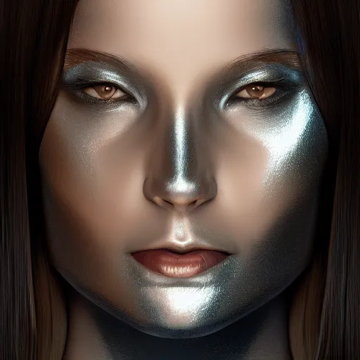 Woman with chrome skin, shiny, smooth, hyperdetailed, | Stable ...