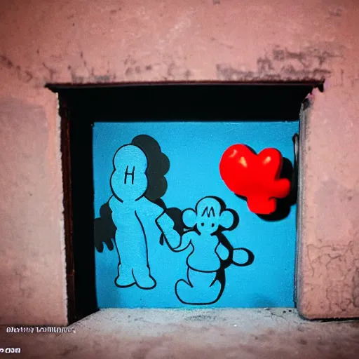 melting Quasimodo kaws toy inside abandoned graffiti | Stable Diffusion ...