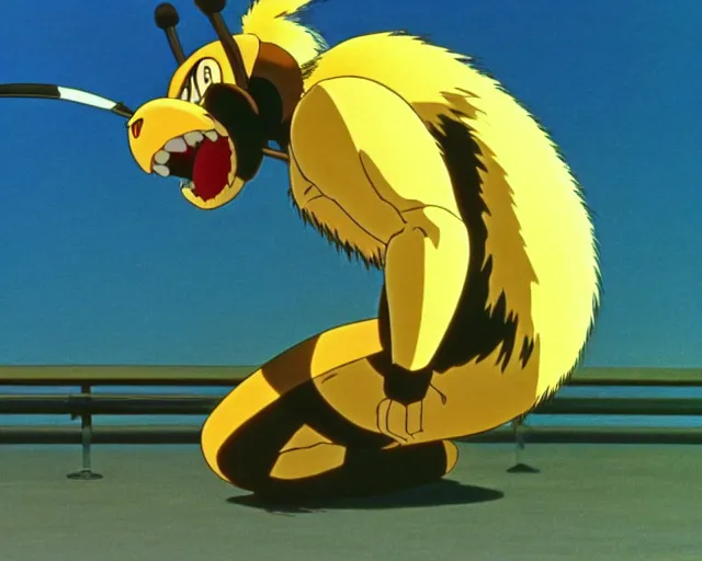 anime fine details still of a giant anthro bumble bee, | Stable ...