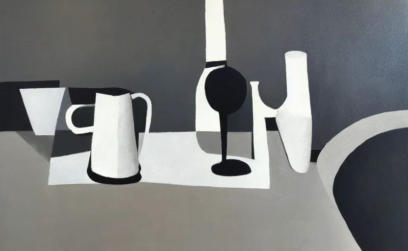 abstract monotone oil painting, minimal, white mug, | Stable Diffusion ...