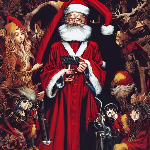 portrait of crazy santa claus as vampire, symmetrical, | Stable Diffusion