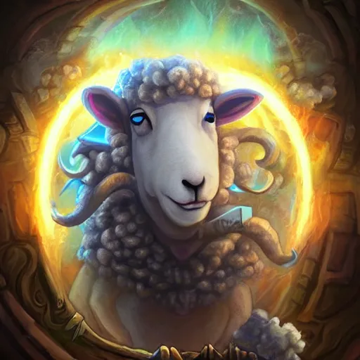 a sheep surrounded by magic smoke, hearthstone art | Stable Diffusion