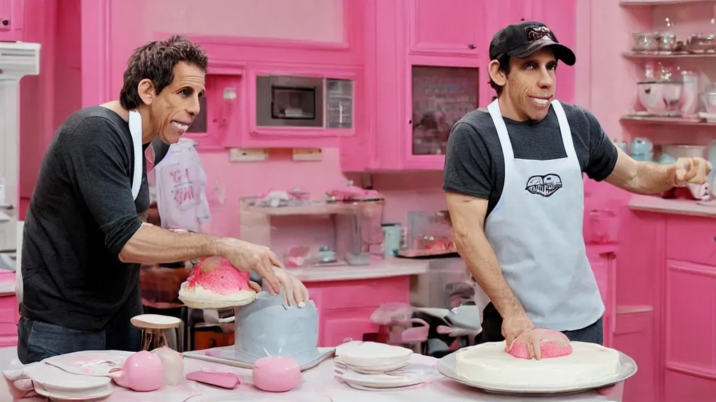 Ben Stiller wearing a baseball cap and baking a cake | Stable Diffusion ...
