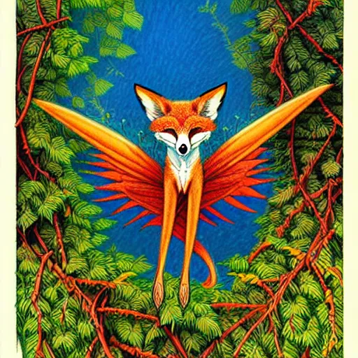 An absurdly-detailed Winged-Fox suspended in thorny | Stable Diffusion ...