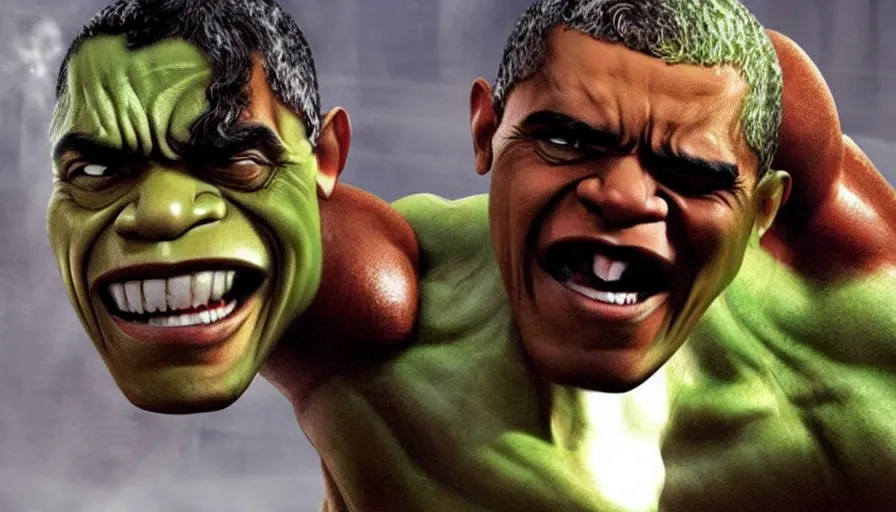 barack obama as a hulk, still from the final scene of | Stable ...