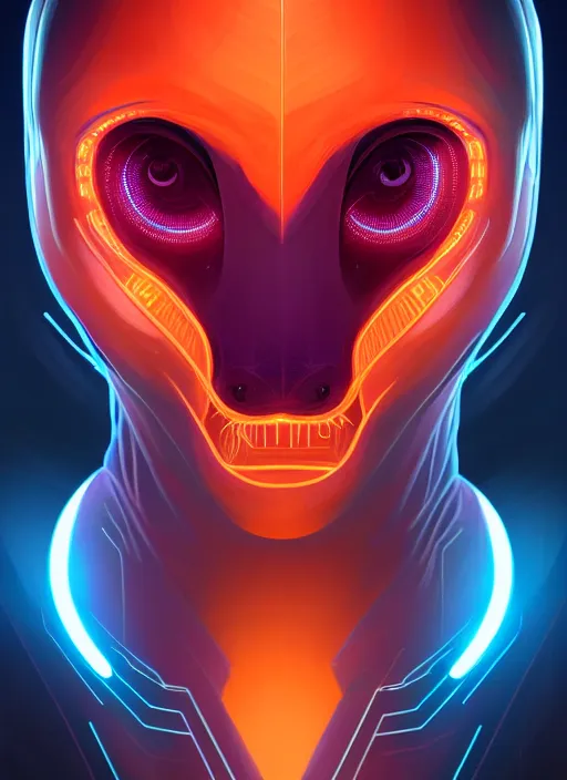 symmetry!! portrait of three legged alien hybrid, tech | Stable ...