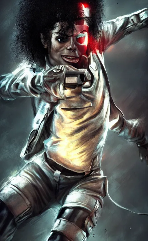 Michael Jackson as a cyborg soldier, running near the | Stable ...