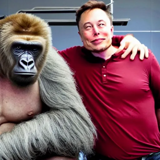Elon Musk with the body of a white silverback gorilla, | Stable ...