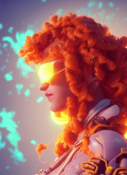glowwave portrait of curly orange hair girls made of | Stable Diffusion ...