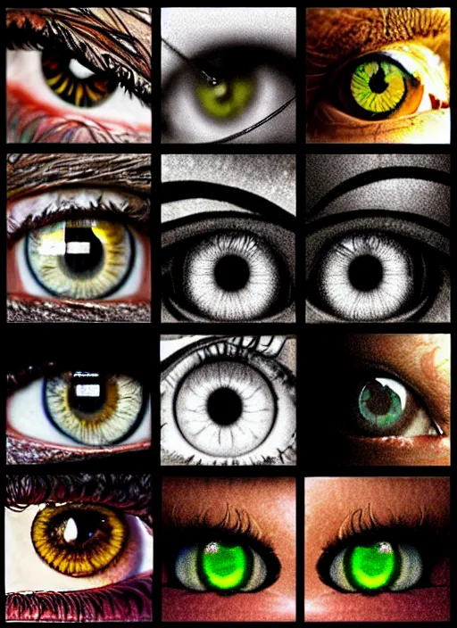 grid montage of square eyes, square dilated pupils, | Stable Diffusion ...