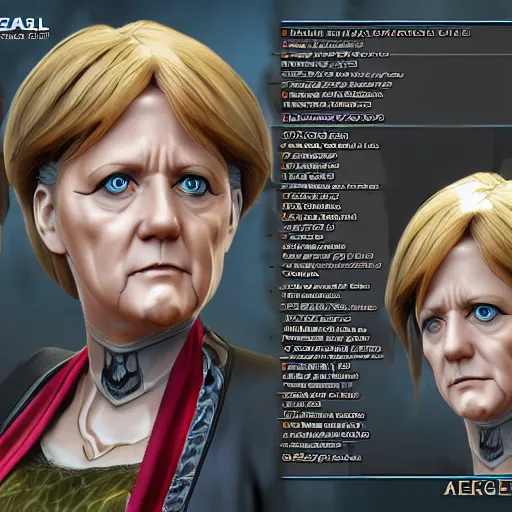 character sheet of angela merkel as leage of legend | Stable Diffusion | OpenArt