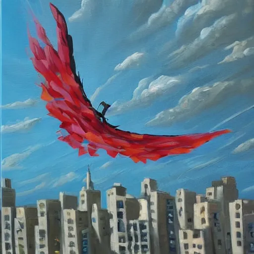 artist painting .flying in a blip. over a city | Stable Diffusion