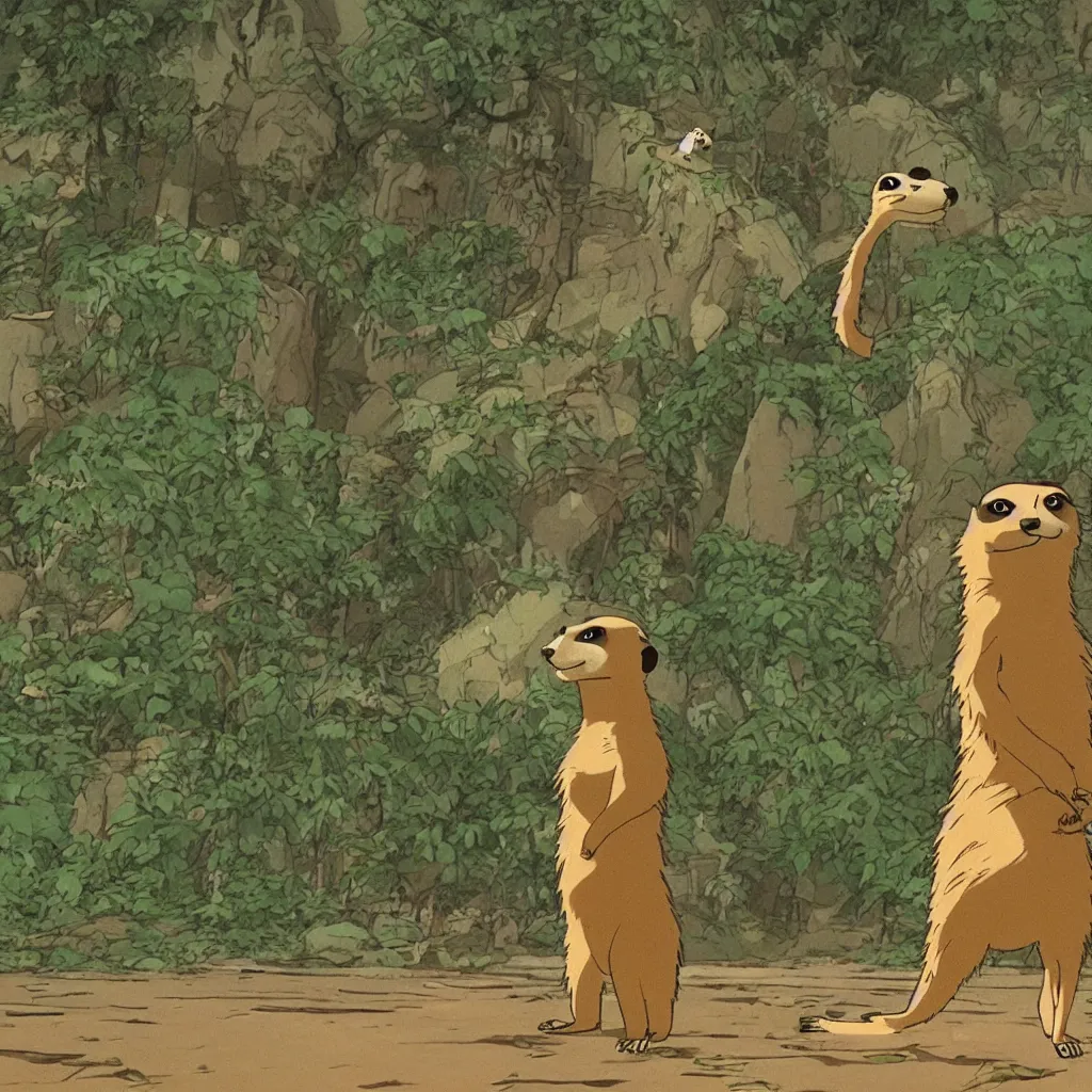 a meerkat picking up litter in a park, a cell - shaded | Stable ...